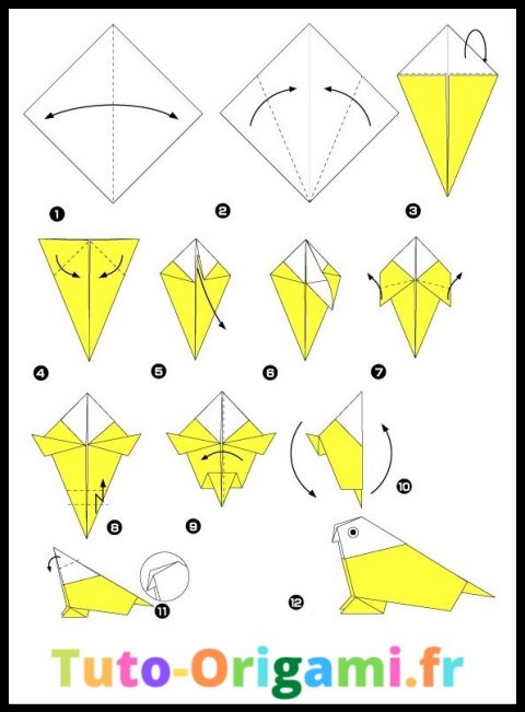 Petit Oiseau En Origami Tutoriel Niveau Moyen Gratuit | Tuto-Origami.fr ...