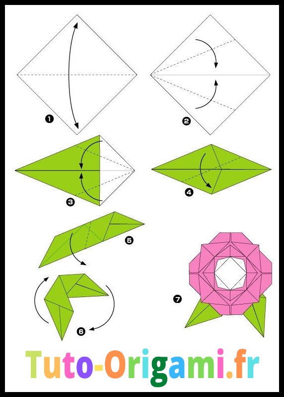 Rose En Origami 2 Étapes Tutoriel Gratuit | Tuto-Origami.fr | Tuto ...